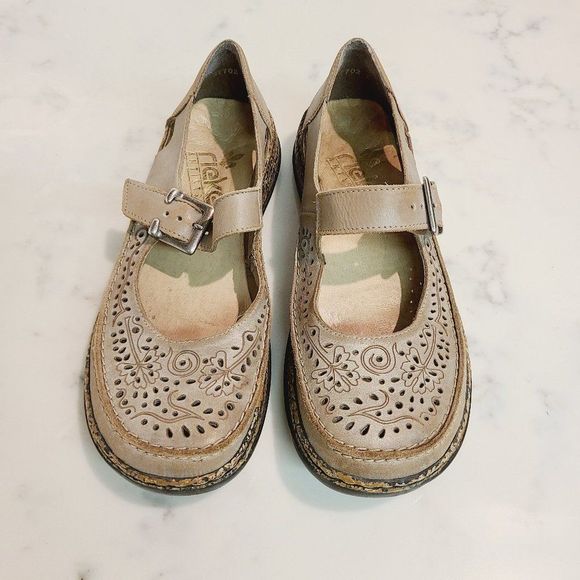 Rieker | Shoes | Rieker Shoes Antistress Lazer Cut Out Mary Jane Flat Sandals 6 | Poshmark